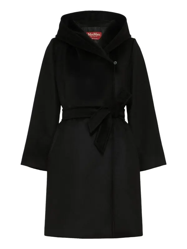 Max Mara Wool Broadcloth Robe Coat - Black