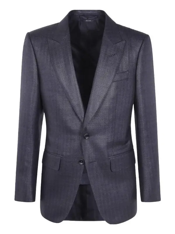 TOM FORD Herringbone-pattern Wool Blazer - Black