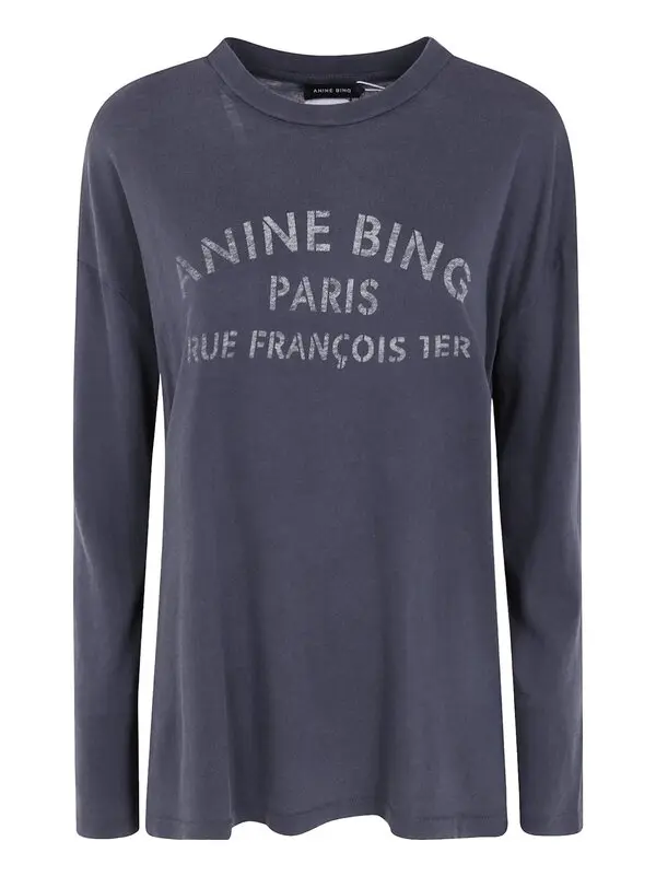 ANINE BING Graphic Long Sleeve T-shirt - Black
