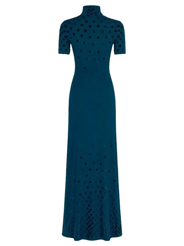 Rabanne Embellished Turtleneck Maxi Dress - Blue