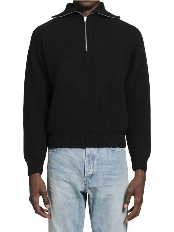 JIL SANDER Half-zip Knitted Jumper - Black