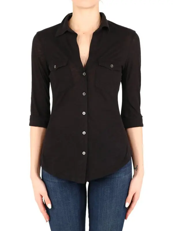 JAMES PERSE Slim Chest Pocket Shirt - Black