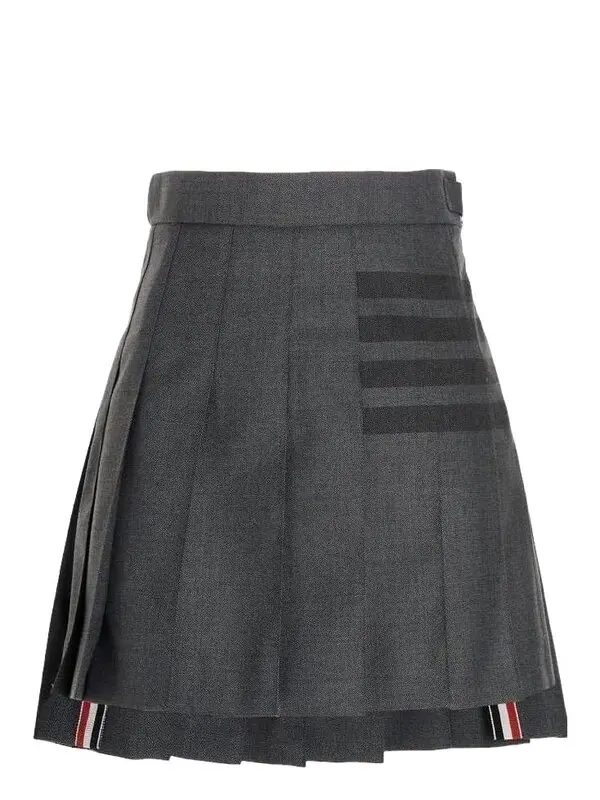 Thom Browne 4-bar Pleated Mini Skirt - Medium Gray