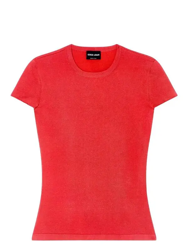 Giorgio Armani Fine-knit Short-sleeve Top - Red