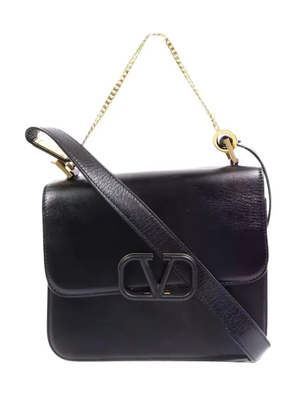 Valentino Garavani V-logo Leather Shoulder Bag - Black