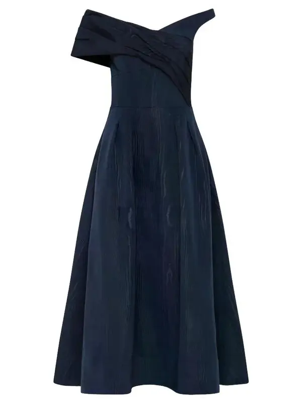 Rebecca Vallance Pleated Off-shoulder Midi Dress - Blue