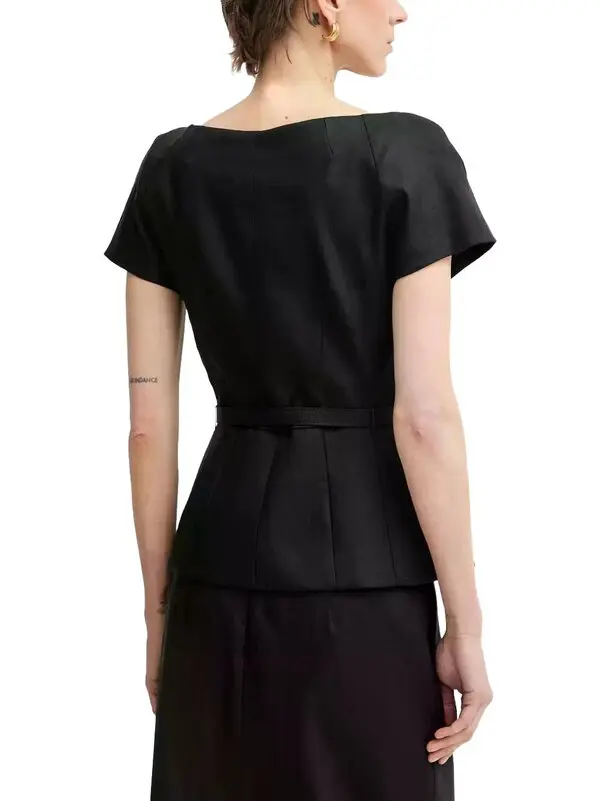 Luisa Spagnoli V-neck Short Sleeve Blouse - Black