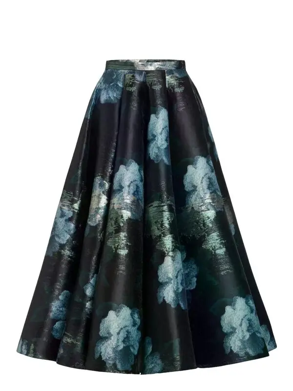 MARKARIAN Soleil Floral-brocade Midi Skirt - Black