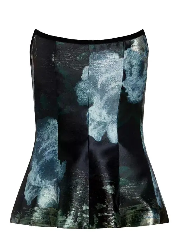 MARKARIAN Lola Floral-brocade Corset Top - Black
