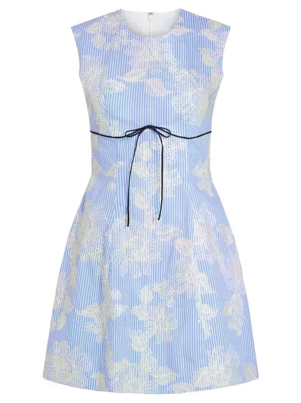 MARKARIAN Bonnie Floral-embroidered Striped Mini Dress - Blue