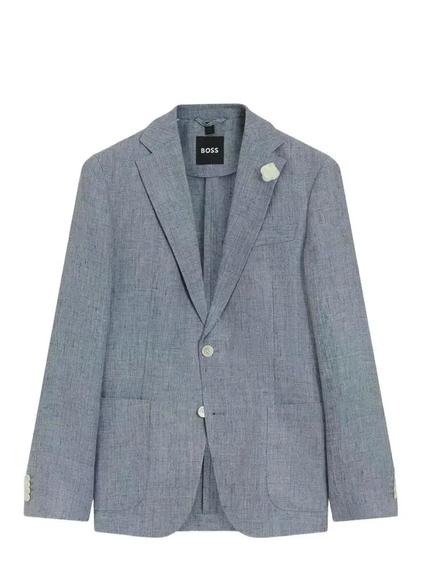 BOSS Single-breasted Lapel-flower Blazer - Blue