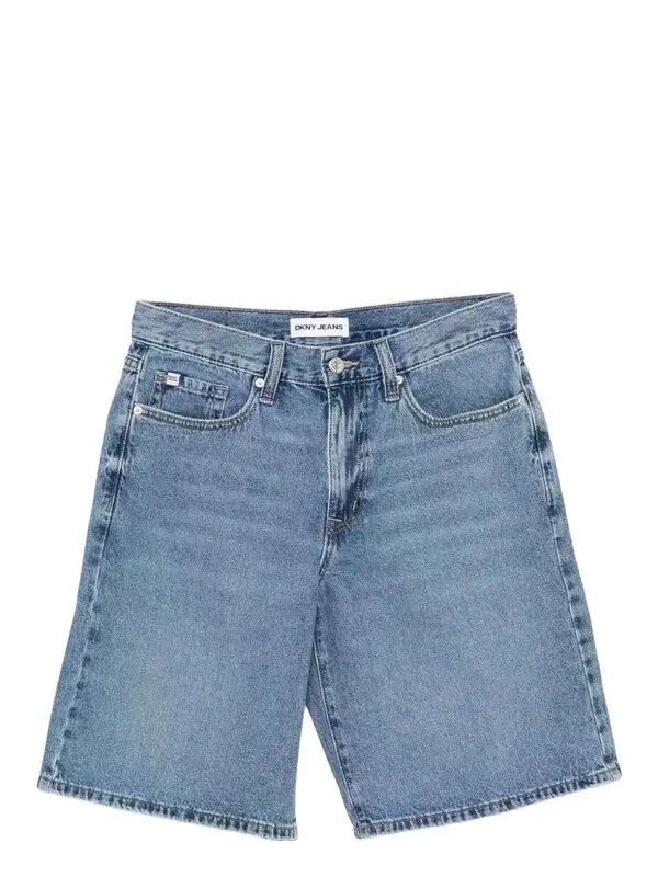 Dkny Logo Patch Denim Shorts - Blue