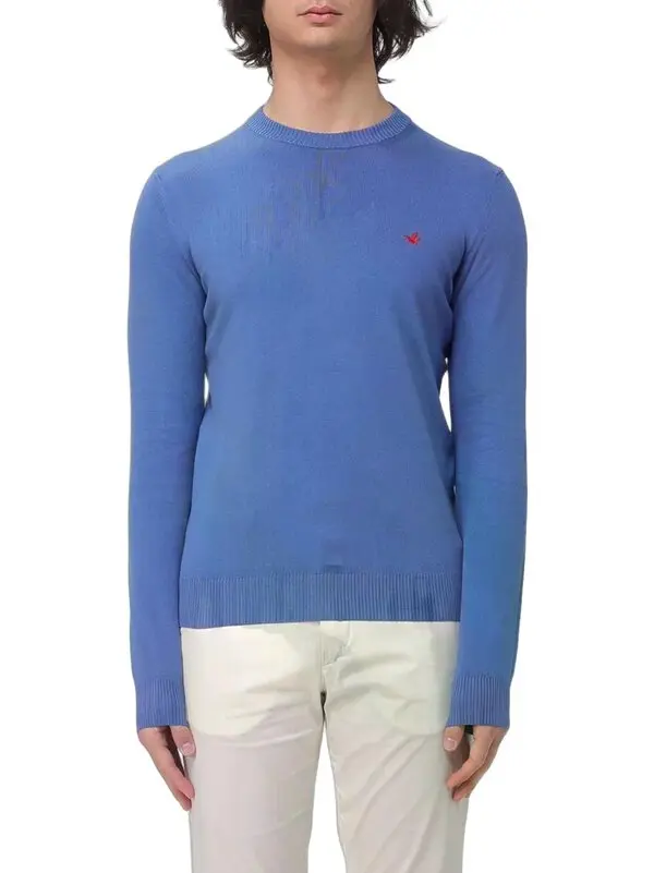 BROOKSFIELD Embroidered Crew Neck Sweater - Blue