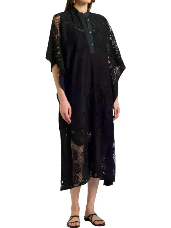 Liviana Conti Lace-knit Kaftan Midi Dress - Black
