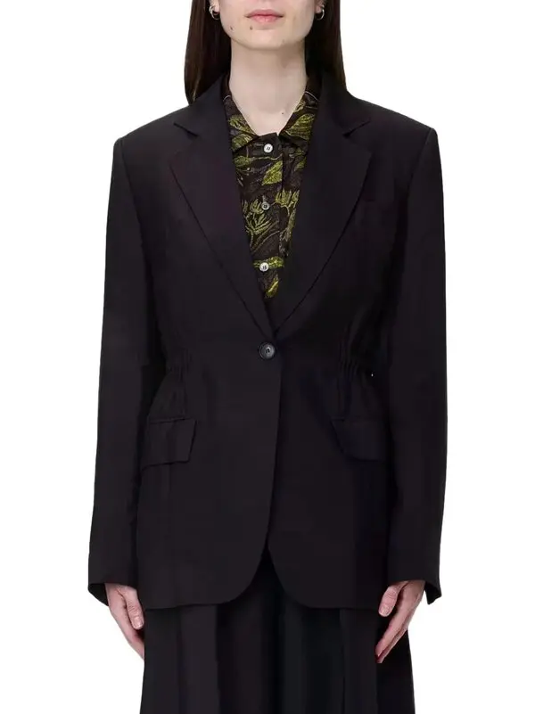 TELA Single-breasted Elasticated-waist Blazer - Brown