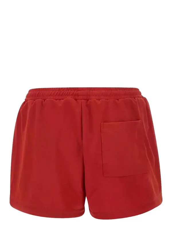 SPORTY & RICH Logo Embroidered Contrast Trim Shorts - Red