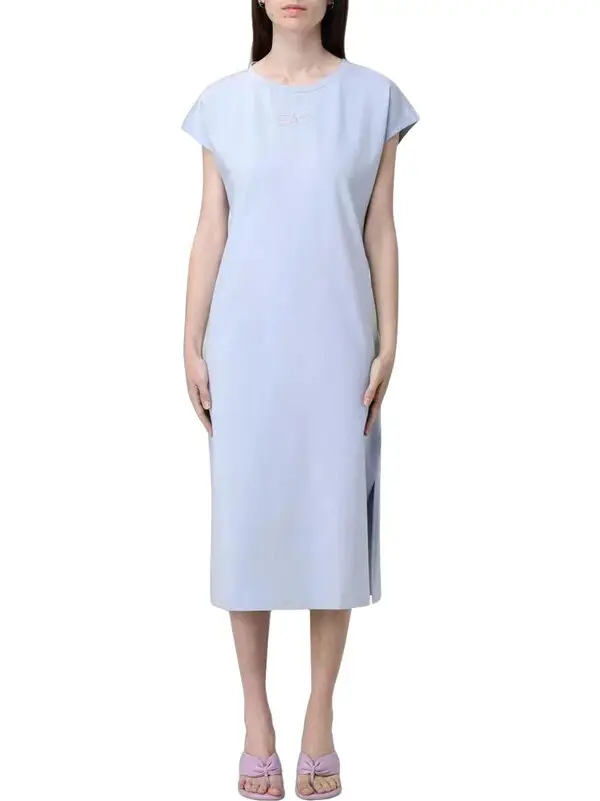 EA7 Rhinestone Logo Midi T-shirt Dress - Blue