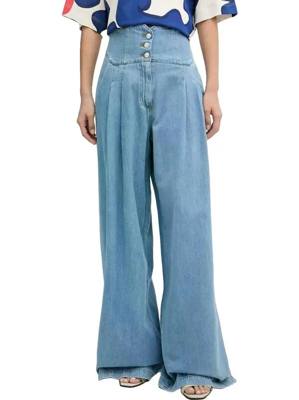 ERMANNO FIRENZE Lace-up Pleated Jeans - Blue