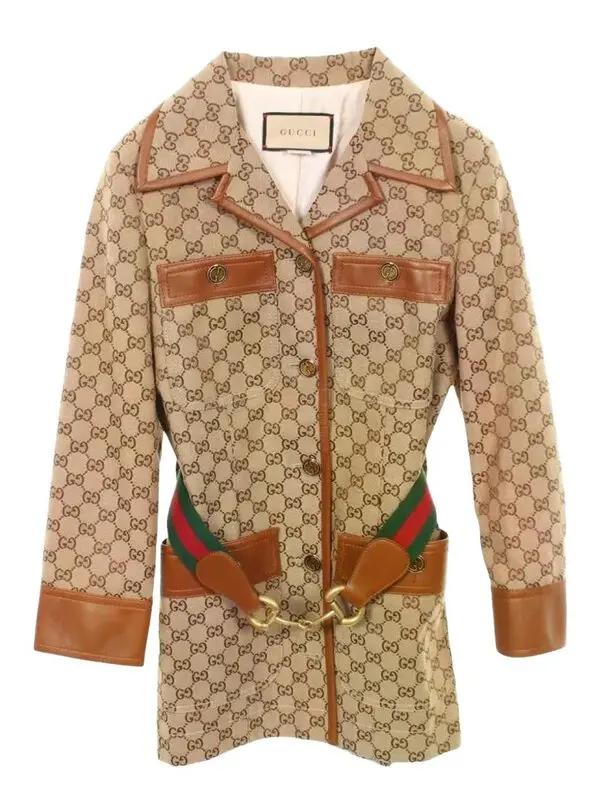 Gucci Gg Canvas Horsebit Jacket - Brown