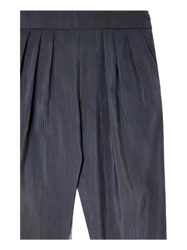 Giorgio Armani Pleated Crinkled-finish Trousers - Grey