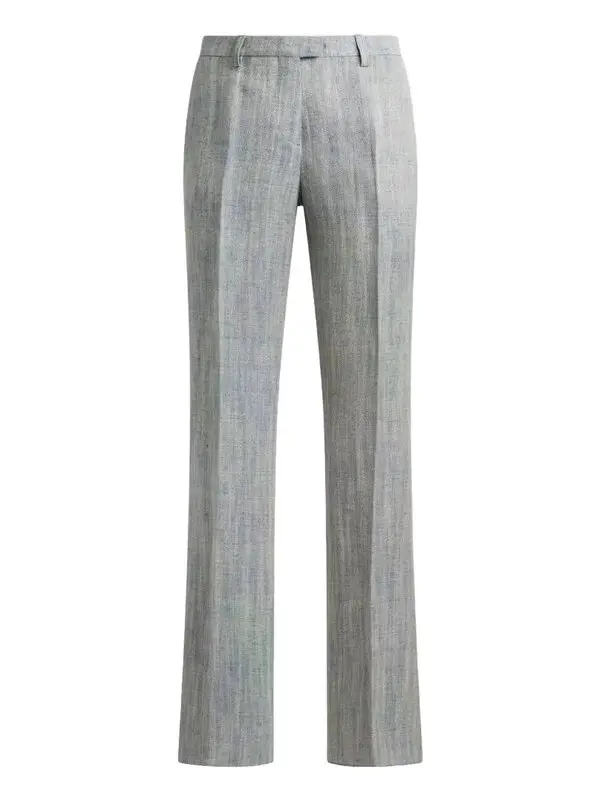 Etro Linen-blend Trousers With Pressed Creases - Grey