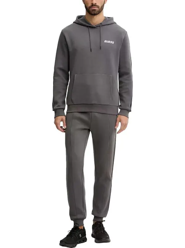 Guess Logo Print Drawstring Hoodie - Grey