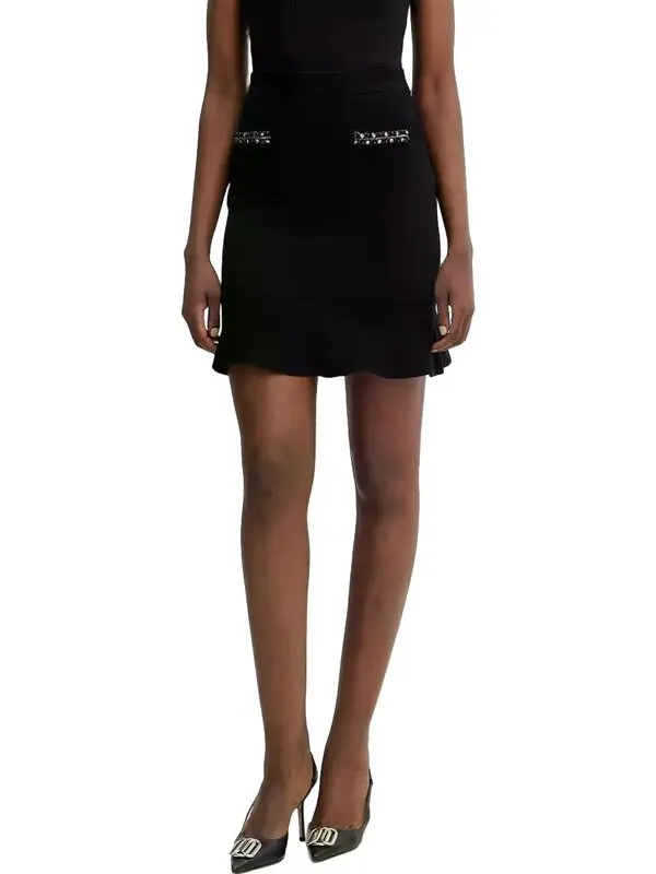 Guess Embellished Ruffled Mini Skirt - Black