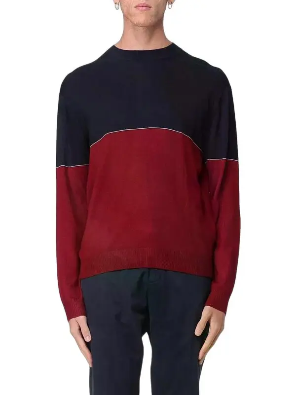 Emporio Armani Colour-block Crew Neck Sweater - Red