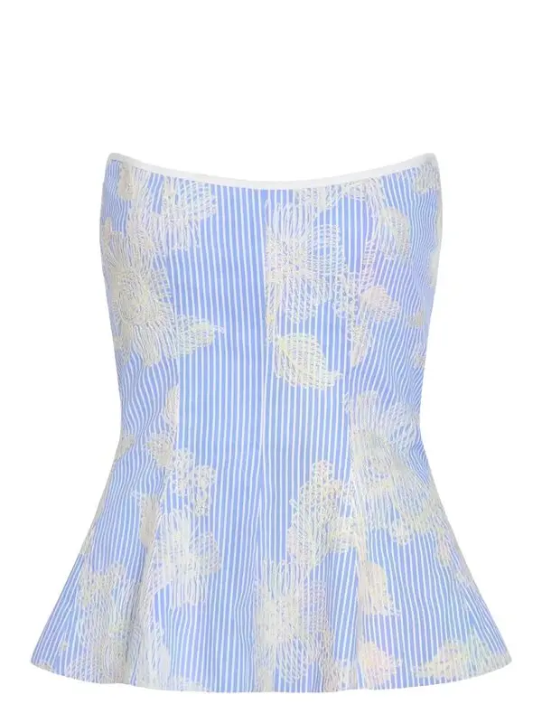 MARKARIAN Lola Floral-embroidered Strapless Top - Blue