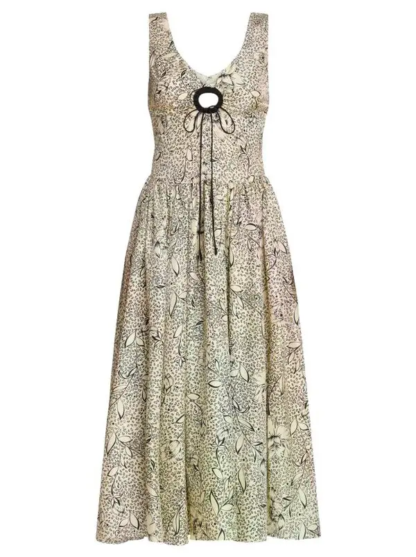 MARKARIAN Penelope Floral-print Keyhole Midi Dress - Neutrals