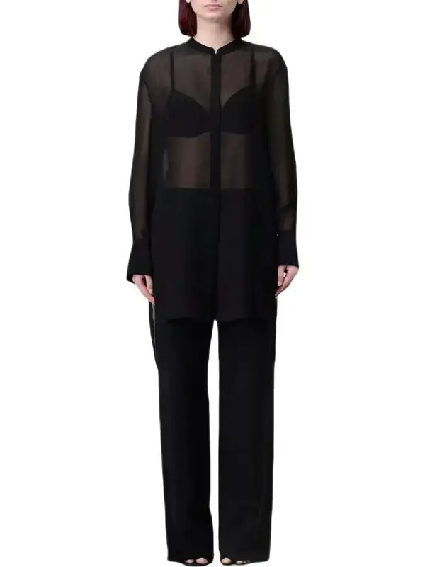Emporio Armani Semi-sheer Chiffon Shirt - Black