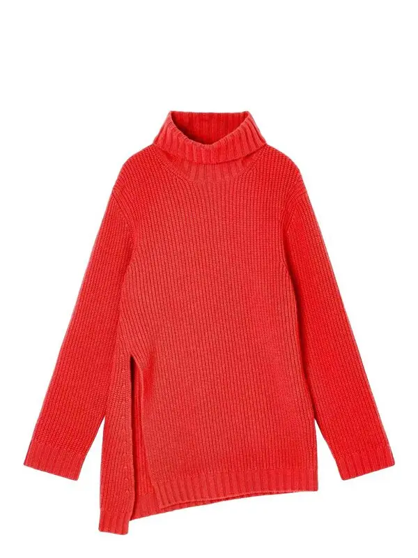 Giorgio Armani Asymmetric Hem Ribbed Sweater - Red