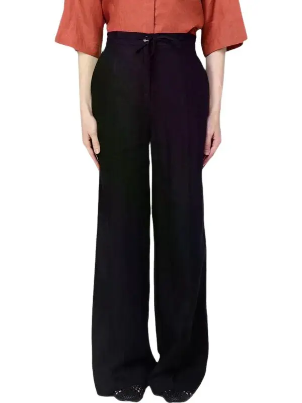 COLMAR Linen Drawstring Palazzo Pants - Black