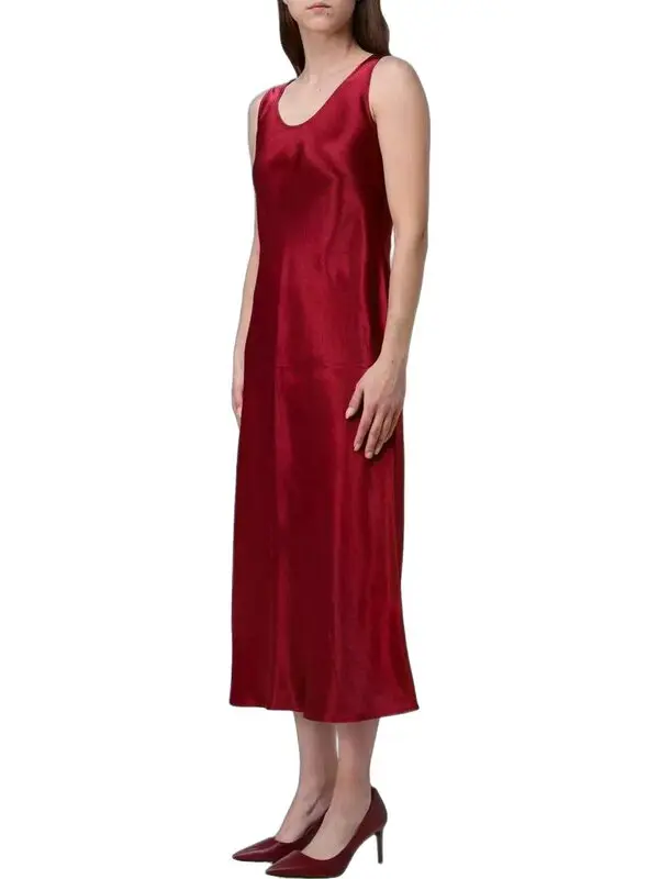 Max Mara Satin Finish Sleeveless Midi Dress - Red
