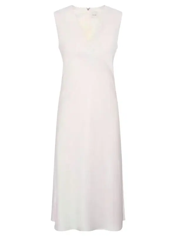 Calvin Klein V-neck Sleeveless Midi Dress - Neutrals