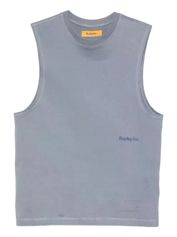 REPLAY Logo-print Sleeveless Top - Grey