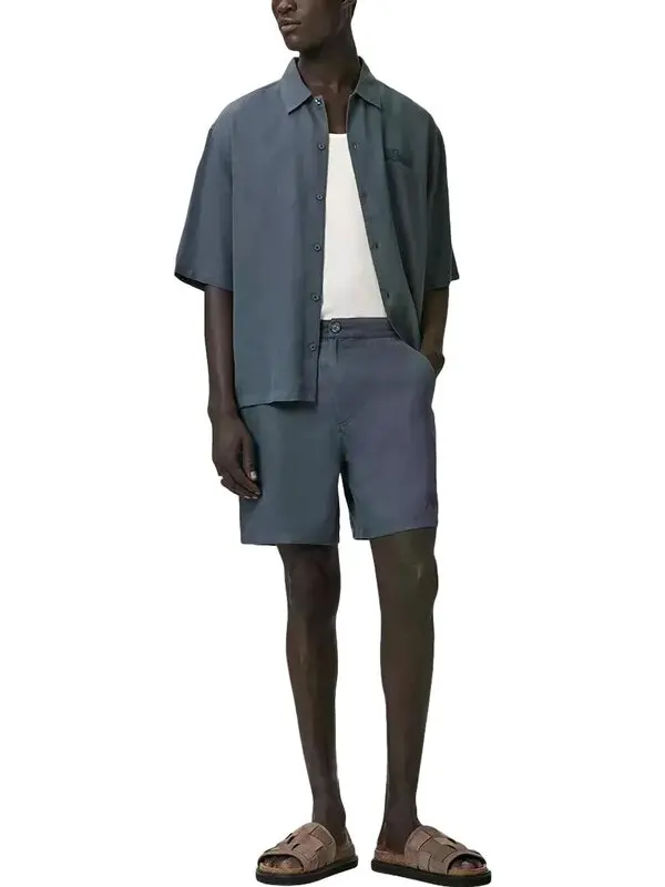 ALLSAINTS Logo-print Oversized Short-sleeve Shirt - Blue