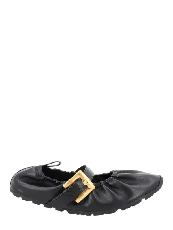 Balmain Anthem Buckle Ballet Flats - Black