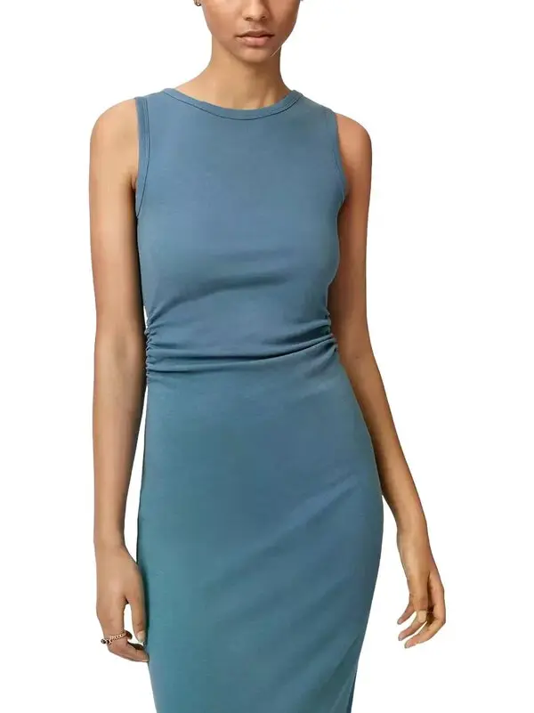 ALLSAINTS Boat Neck Sleeveless Ruched Dress - Blue