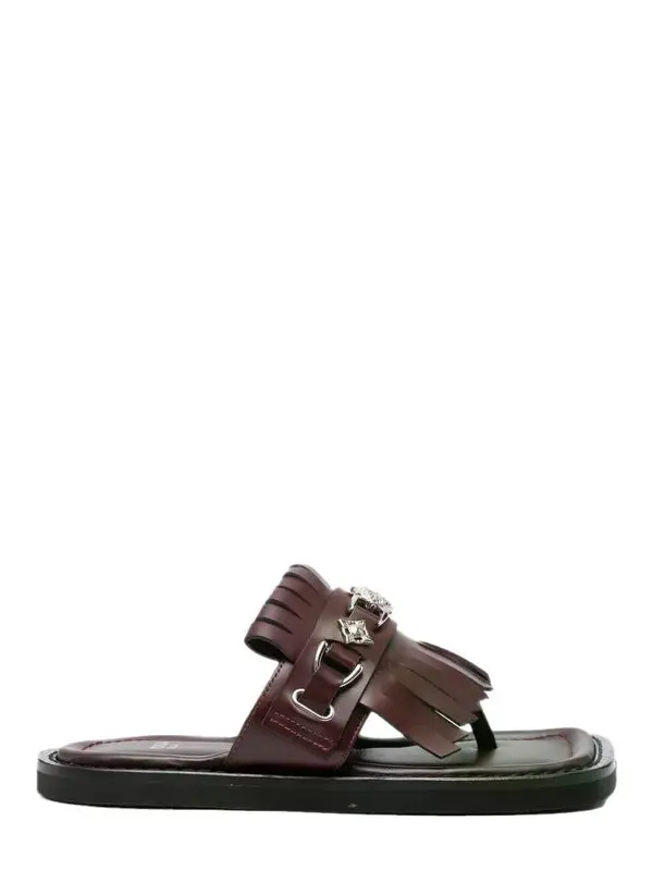 Toga Buckled Fringe Sandals - Red