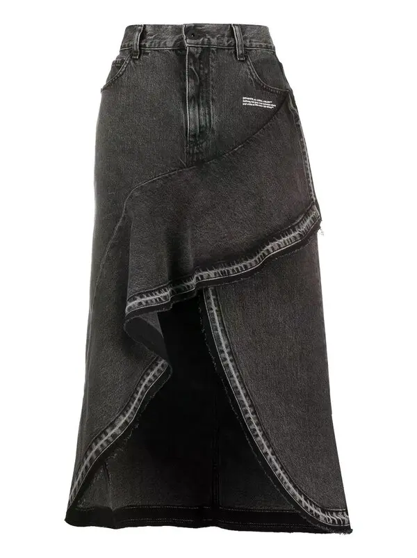 Off-White Asymmetrical Denim Skirt - Grey