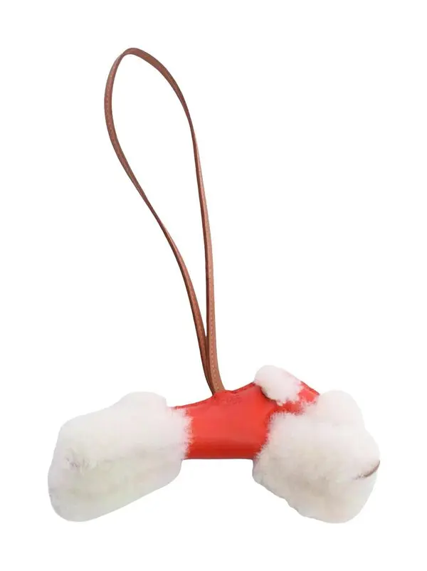 Hermès Lambskin And Shearling Bag Charm Key Chain - Red