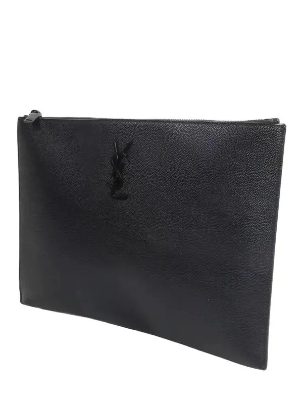 Saint Laurent Logo Detail Clutch Bag - Black
