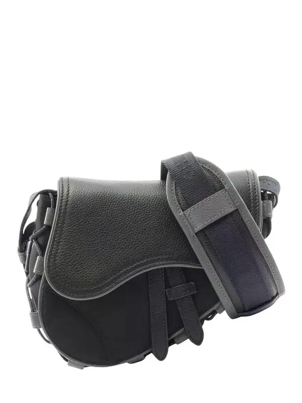Dior Sacai Mini Nylon And Leather Saddle Crossbody Bag - Black