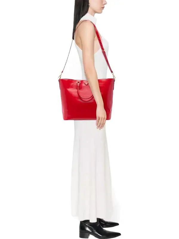 Prada Saffiano Vernice Convertible Tote Satchel - Red