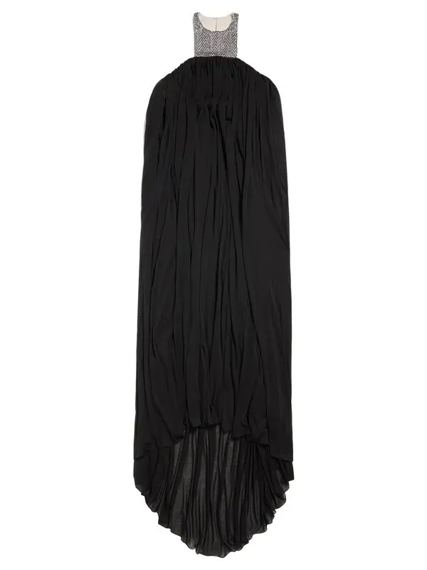 Balenciaga Embroidered Halterneck Maxi Dress - Black