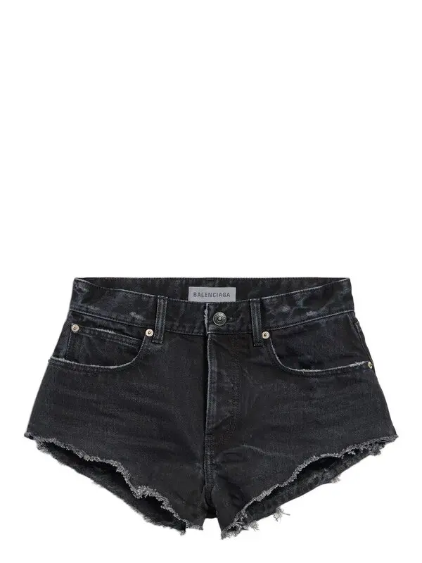 Balenciaga Mini Shorts In Overdyed Denim - Blue