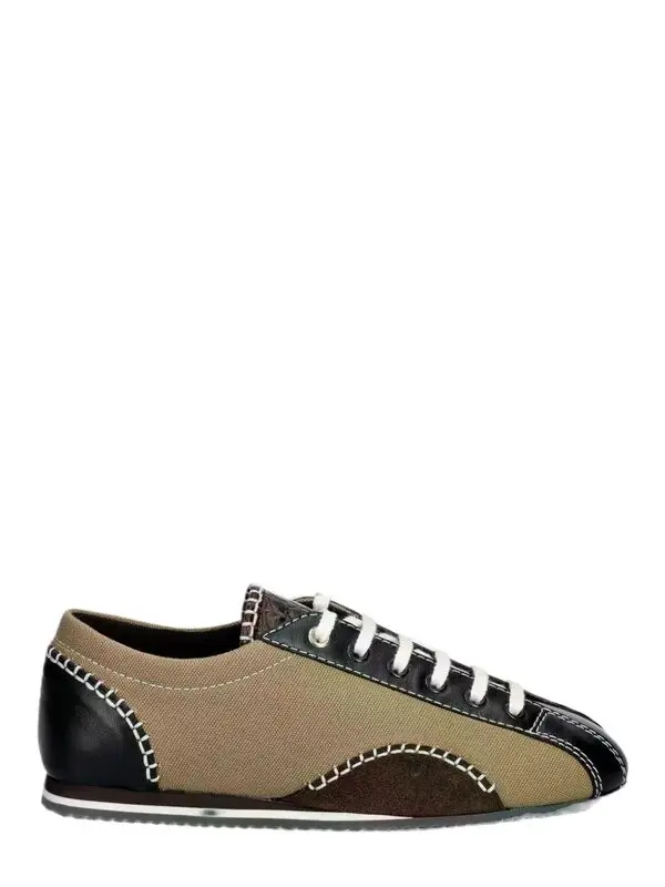 WALES BONNER Paris Contrast-stitch Leather-panelled Sneakers - Neutrals