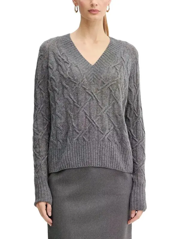 Ermanno Scervino Cable-knit V-neck Sweater - Grey