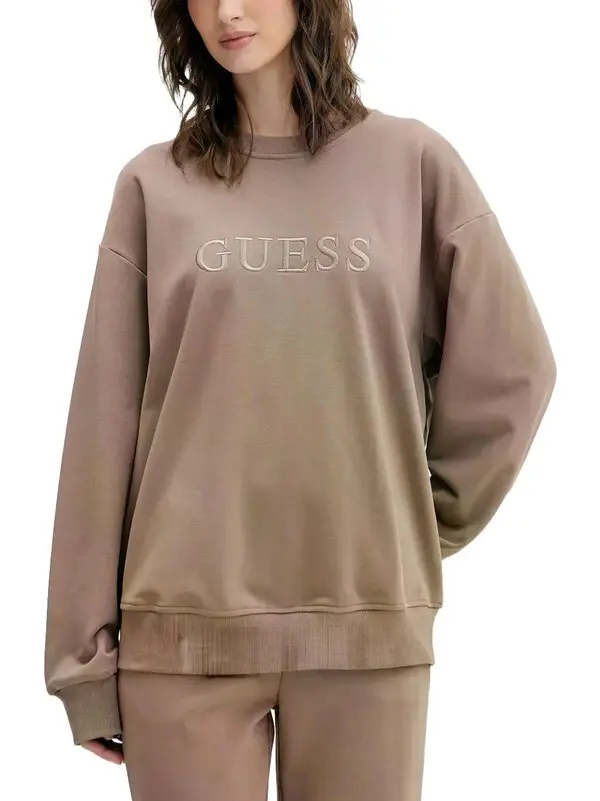 Guess Sofia Embroidered Logo-lettering Sweater - Neutrals